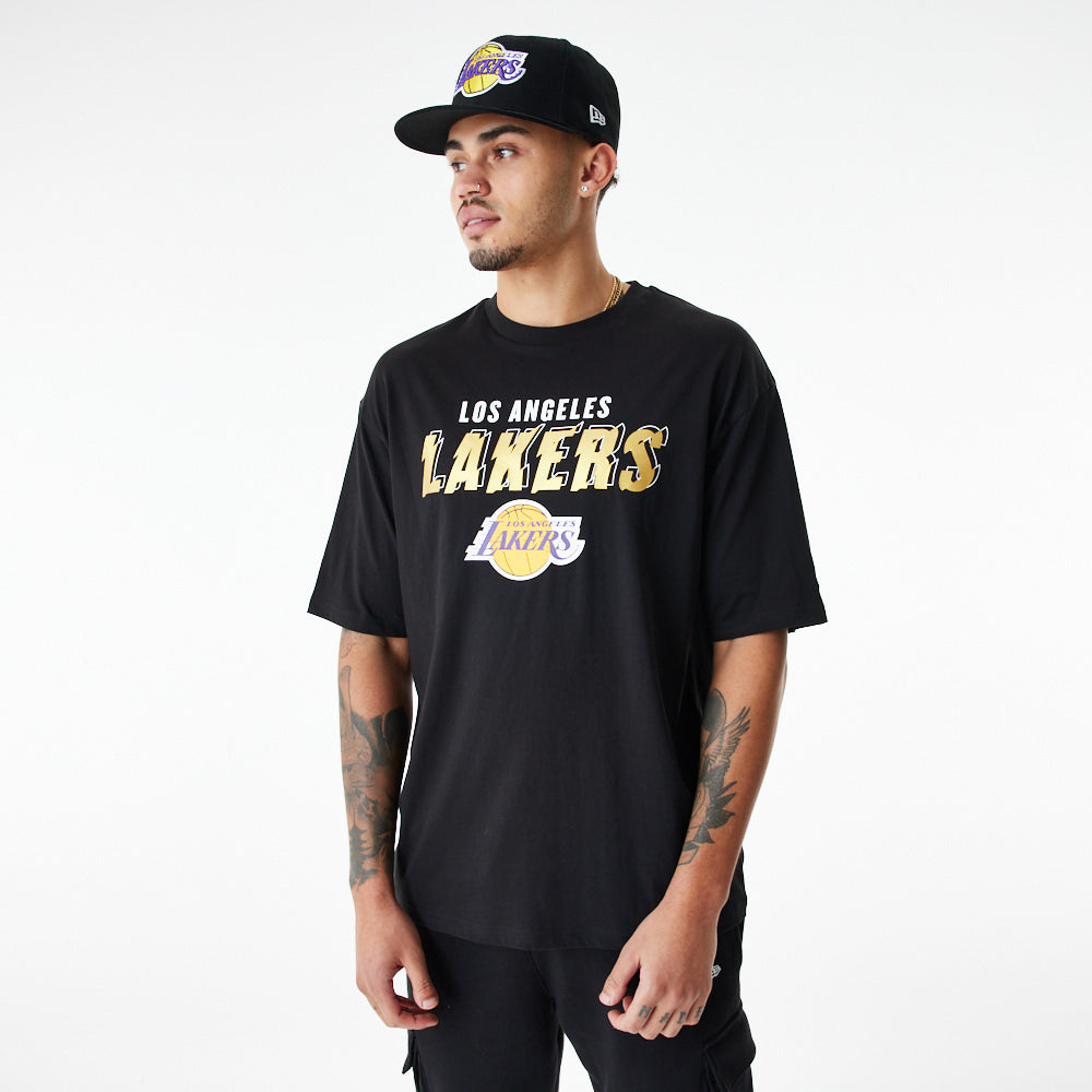 Los Angeles Lakers Team Script Oversized Black Tee – NewEra