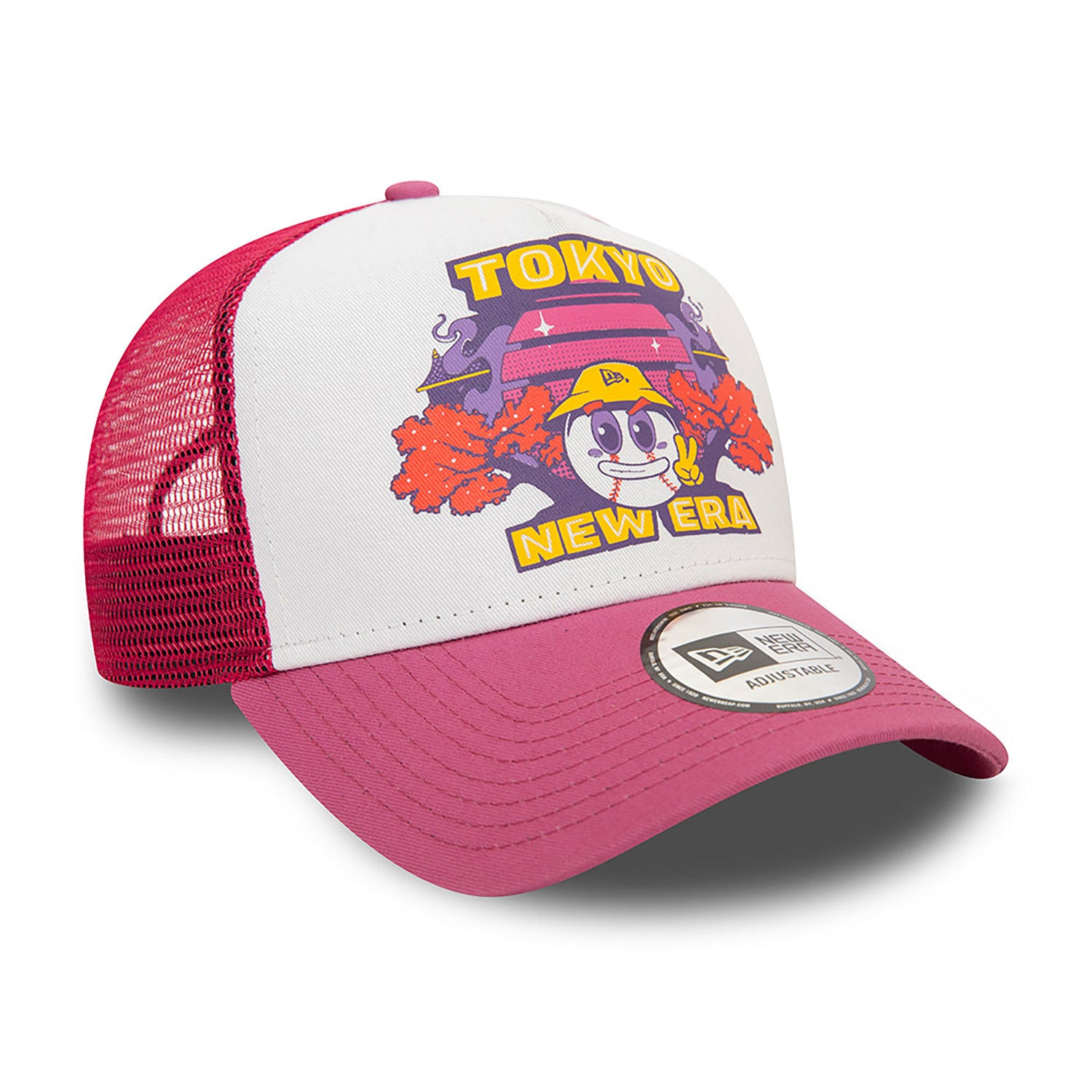 New Era E-Frame Tokyo Graphic Print White/Pink Trucker Cap – NewEra