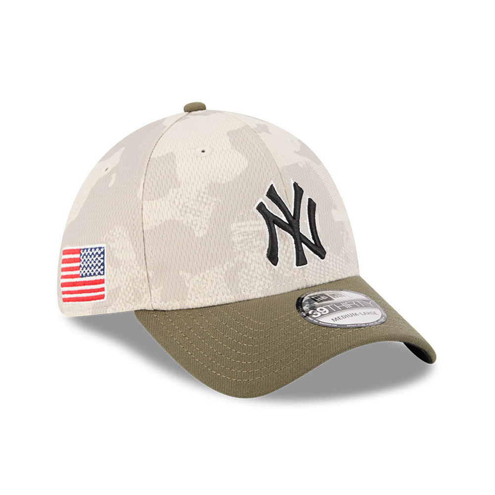 New York Yankees 39THIRTY MLB Armed Forces Day 2025 Stone/Olive Cap ...