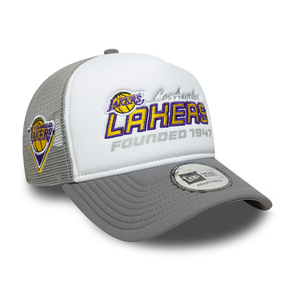 Los Angeles Lakers NBA Graphic A-Frame Grey/White Trucker Cap – NewEra