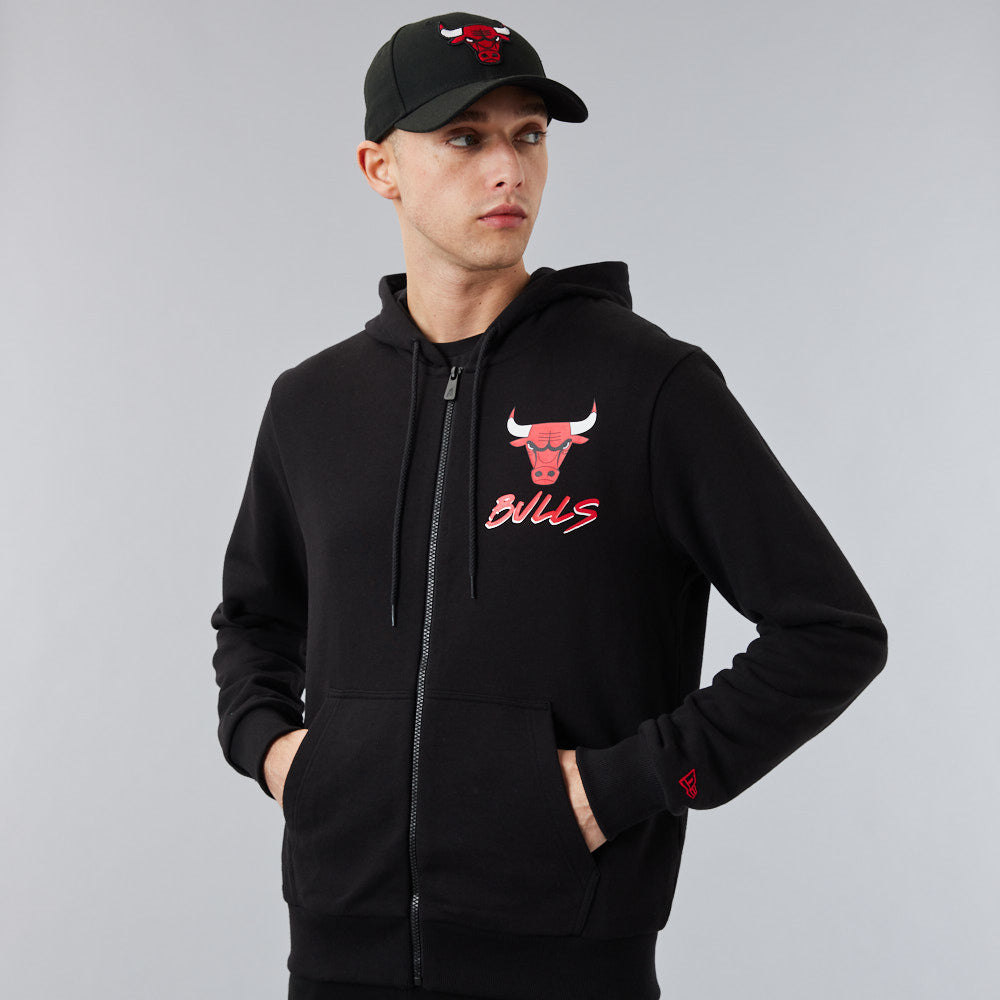 Chicago Bulls NBA Script FZ Black Hoody – NewEra